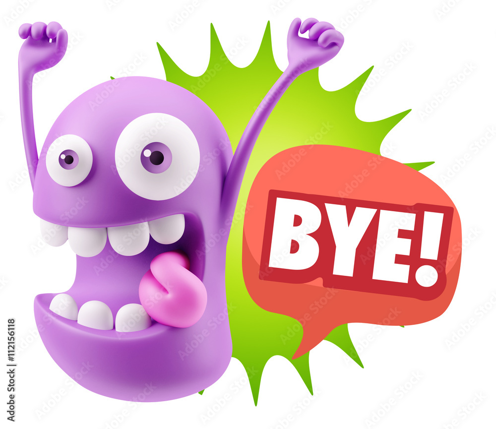 3d Illustration Laughing Character Emoji Expression saying Bye w Stock ...
