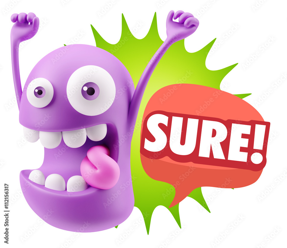 3d Illustration Laughing Character Emoji Expression saying Sure Stock ...