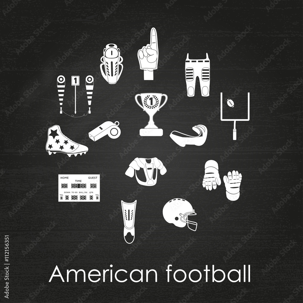 Set of sport icons, signs and symbols. American football. Vector ...