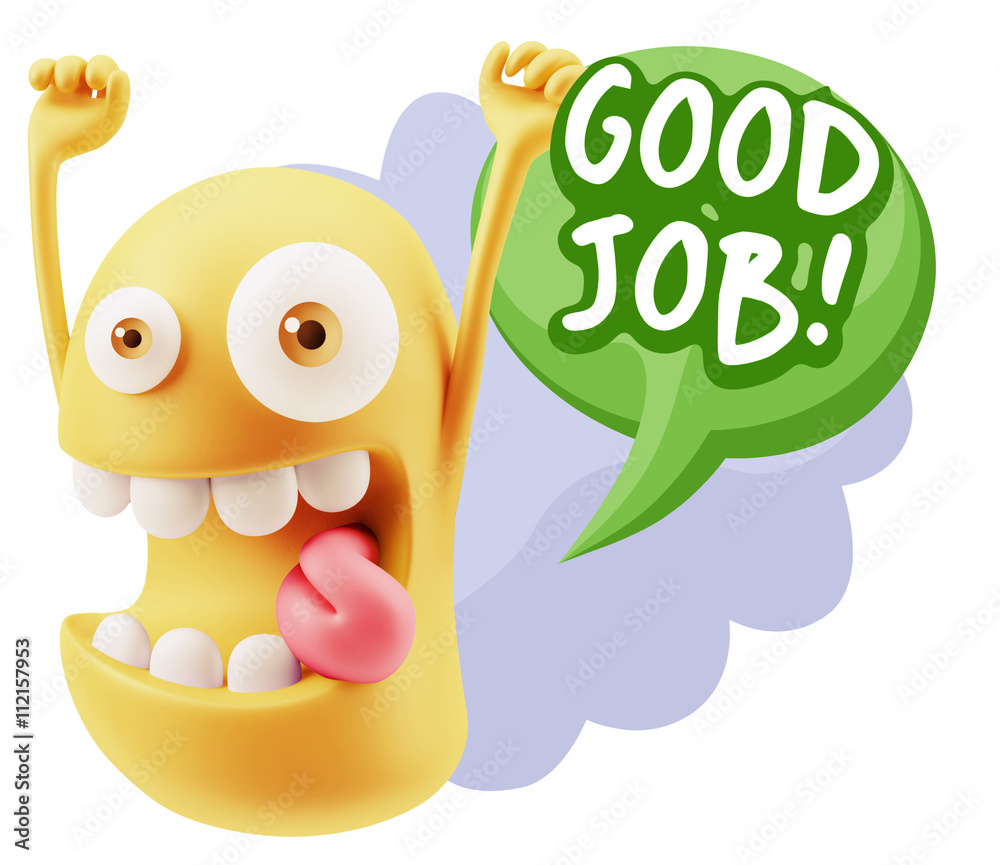3d Rendering Smile Character Emoticon Expression saying Good Job Stock ...