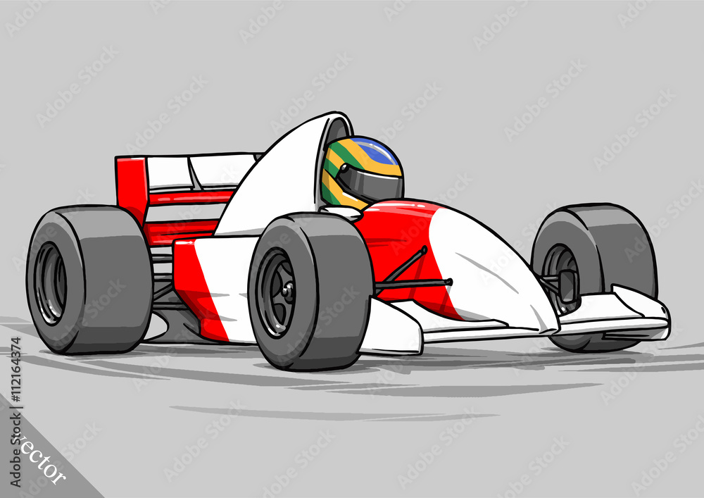 child's funny cartoon formula race car vector illustration art Stock ...