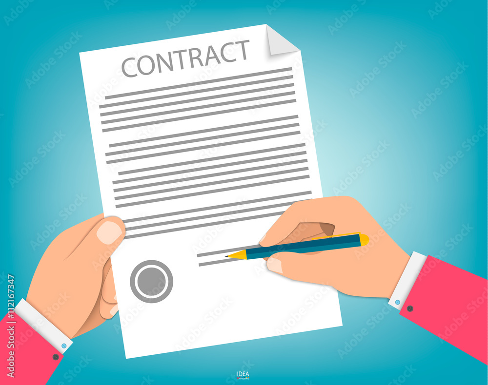 Signing a contract vector illustration Stock Vector | Adobe Stock