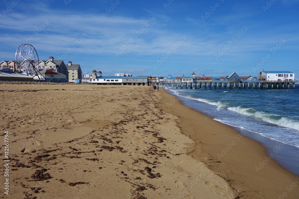 The seaside resort town of Old Orchard Beach in Maine фотография Stock ...