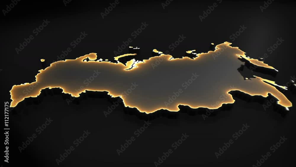 Seamless looping 3D animation of the map of Russia including 2 versions ...