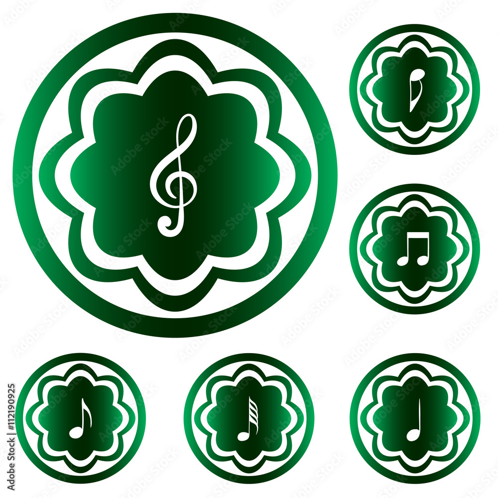 Green icon clipart music notes Stock Vector | Adobe Stock