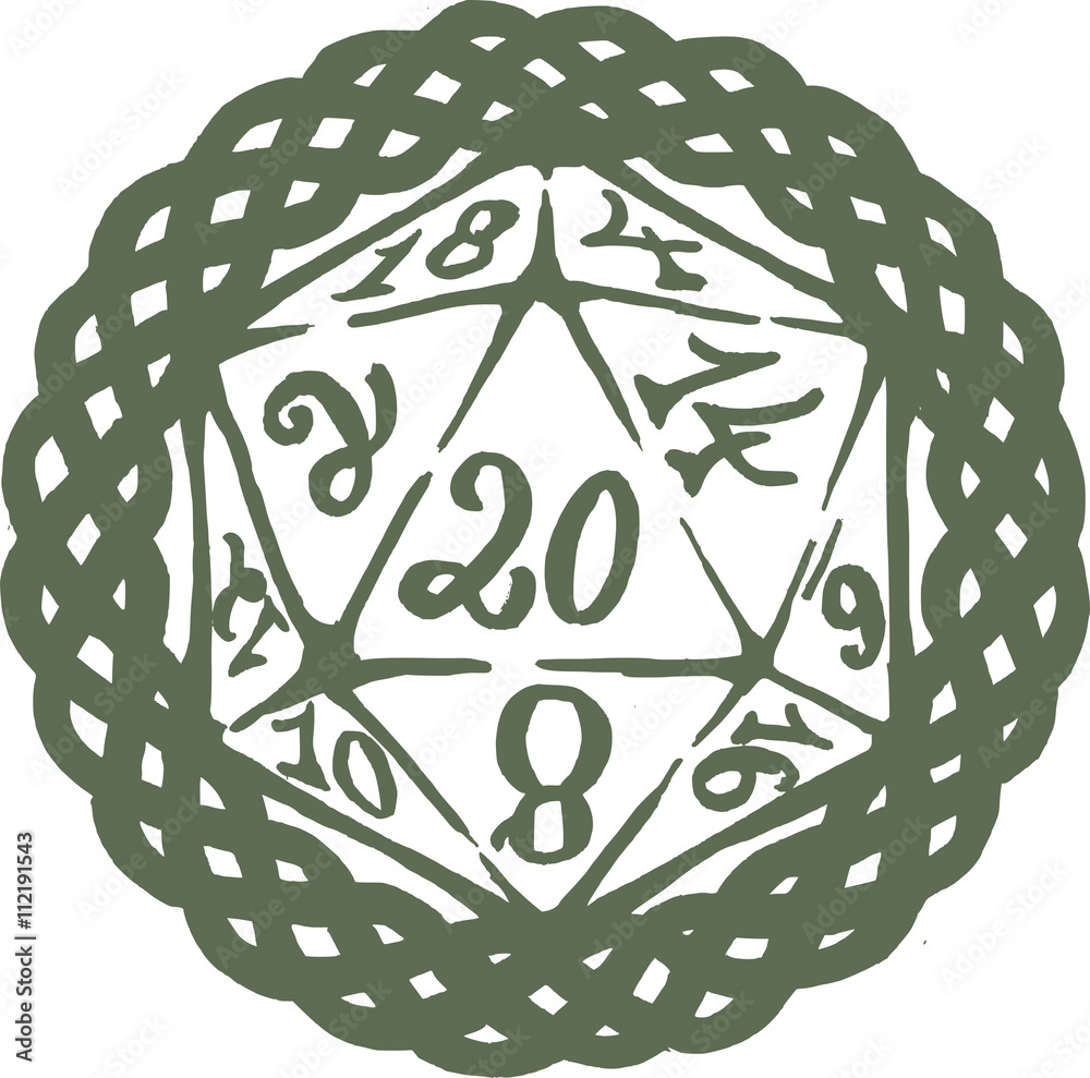 Twenty Sided Dice with border - D20 Roleplay - critical hit Stock ...