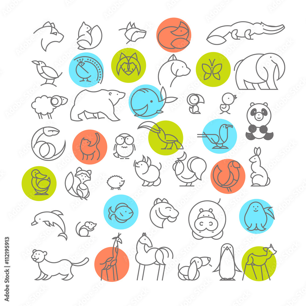 Vector flat simple minimalistic animal logo. Animal icon, animal sign ...