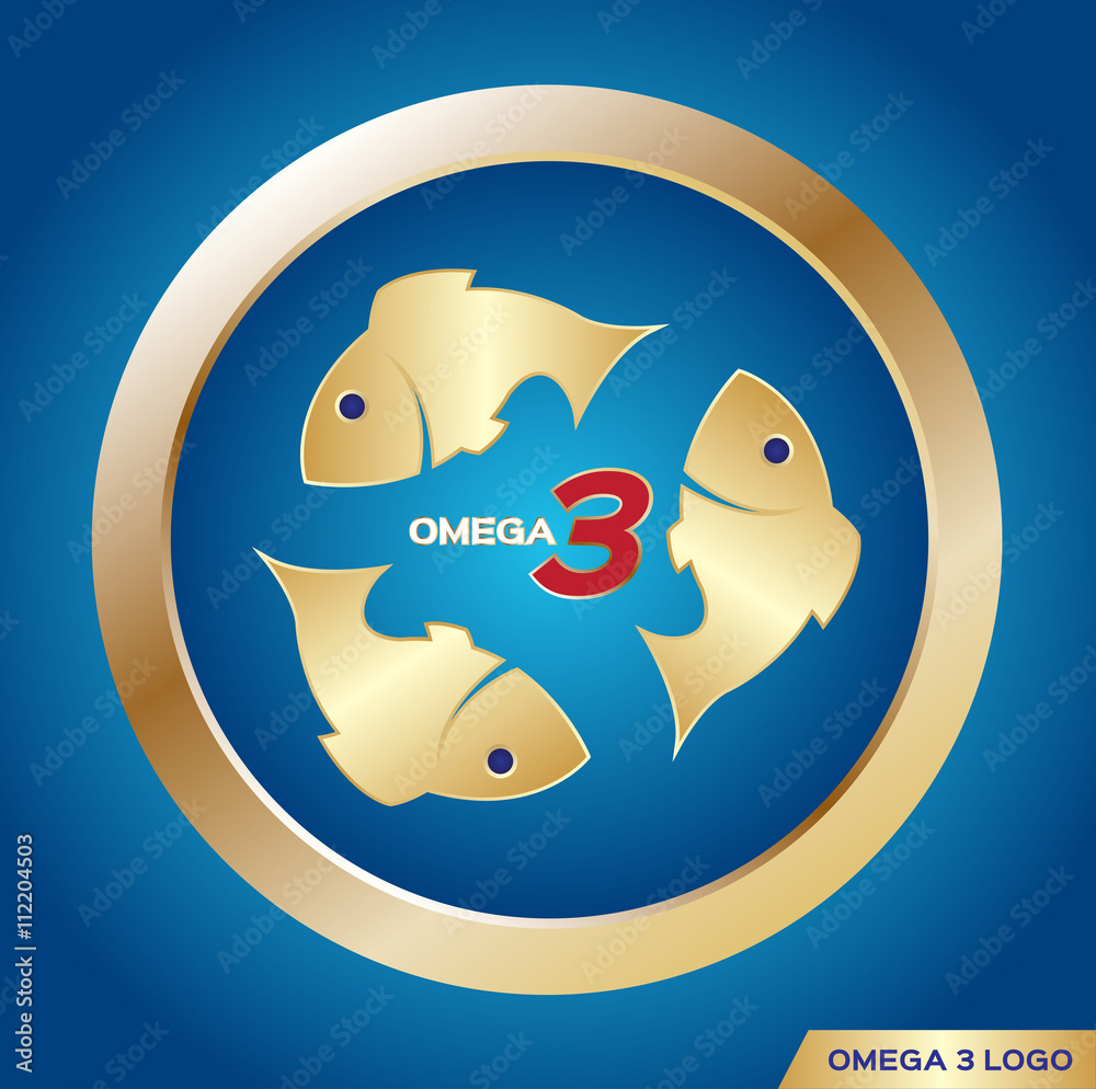 omega 3 icon and logo , vector . omega 3 and vitamin gold set Stock ...