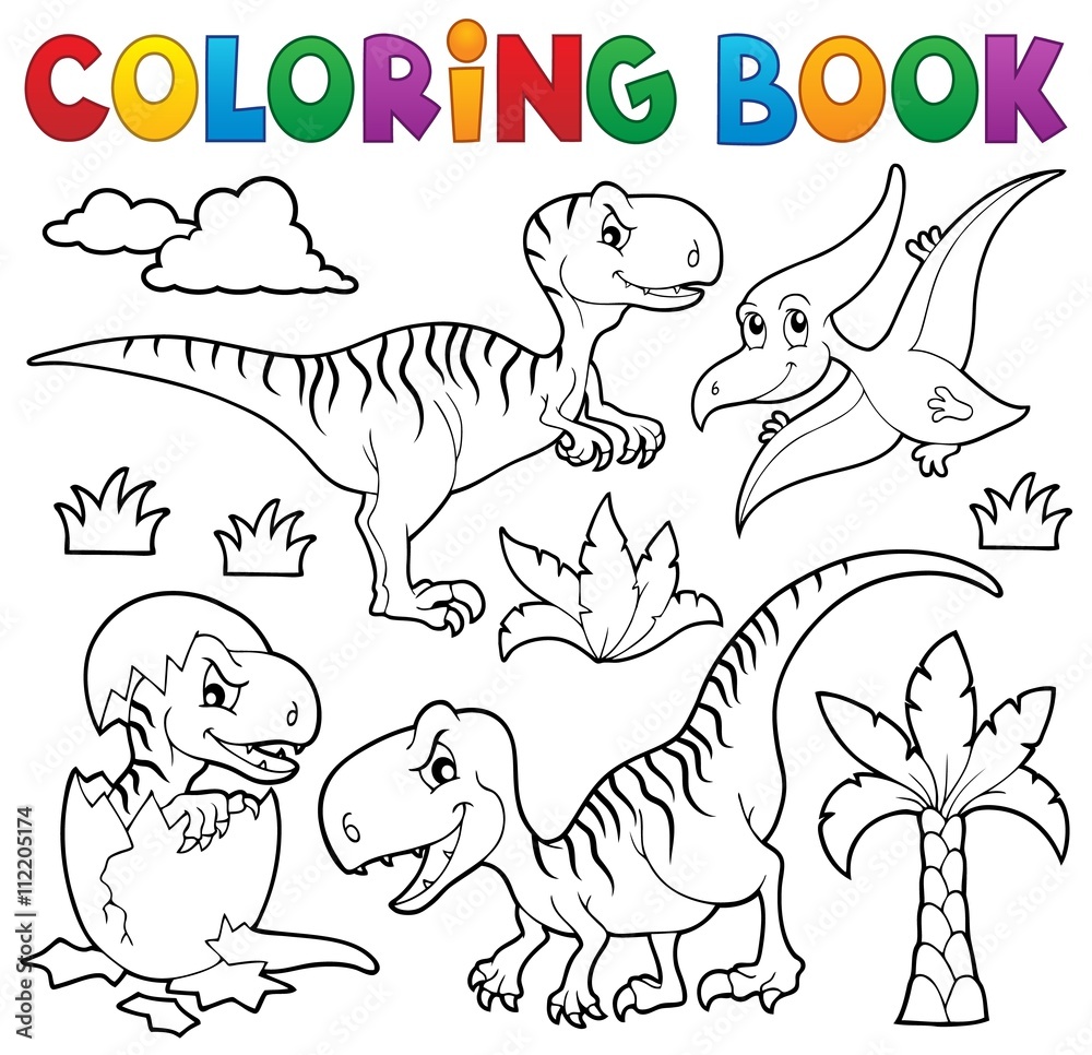 Coloring book dinosaur theme 8 Stock Vector | Adobe Stock