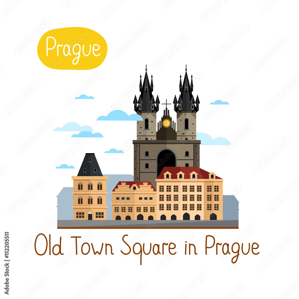 Old Town Square in Prague. Famous world landmarks icon concept. Journey ...