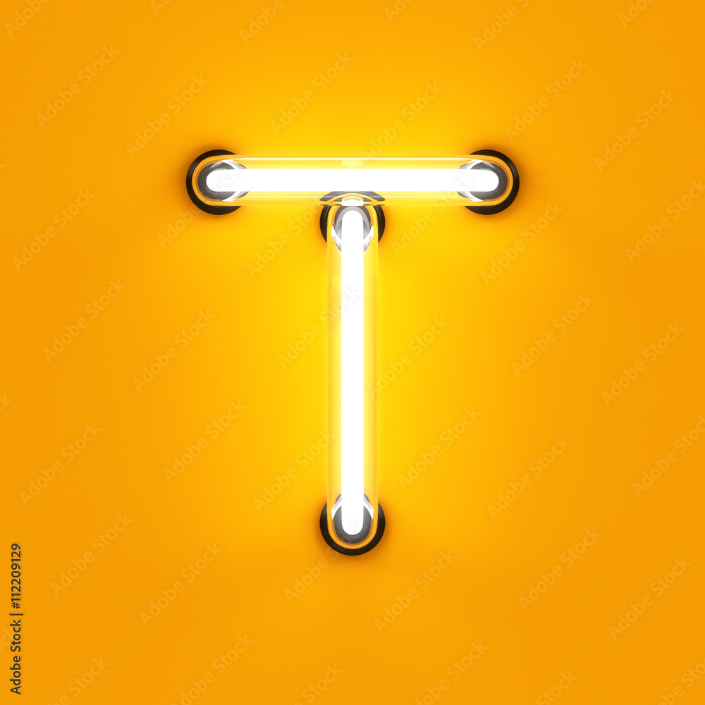 Neon light alphabet character T font Stock Illustration | Adobe Stock