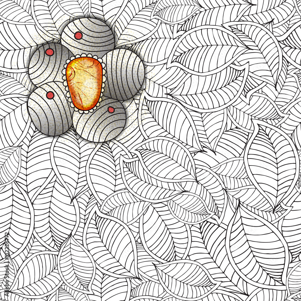 Vector zentangle seamless pattern With flower, leaves, colored jewel ...