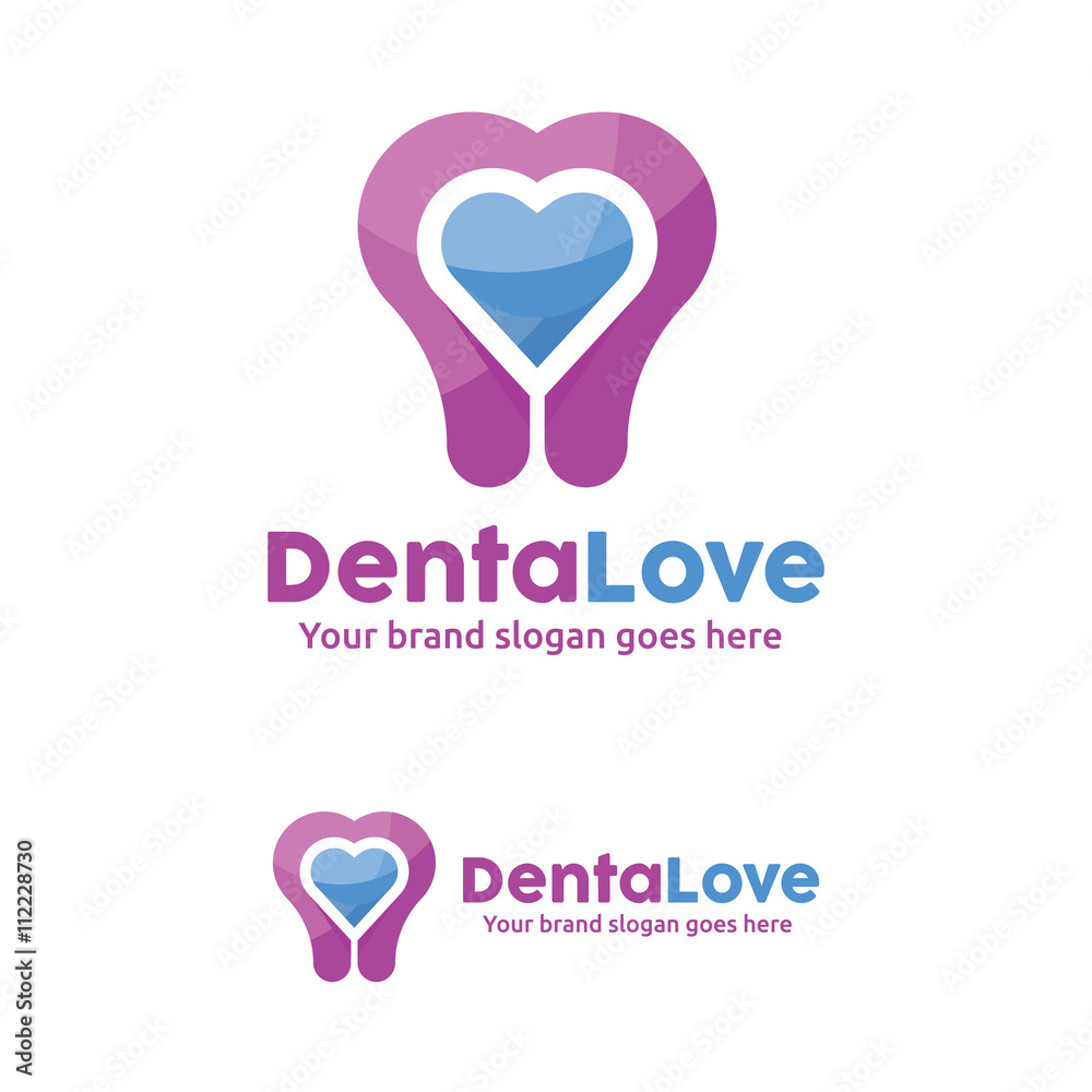Dental Love Clinic Logo, Dentist Logo with Heart and Tooth Symbol Stock ...