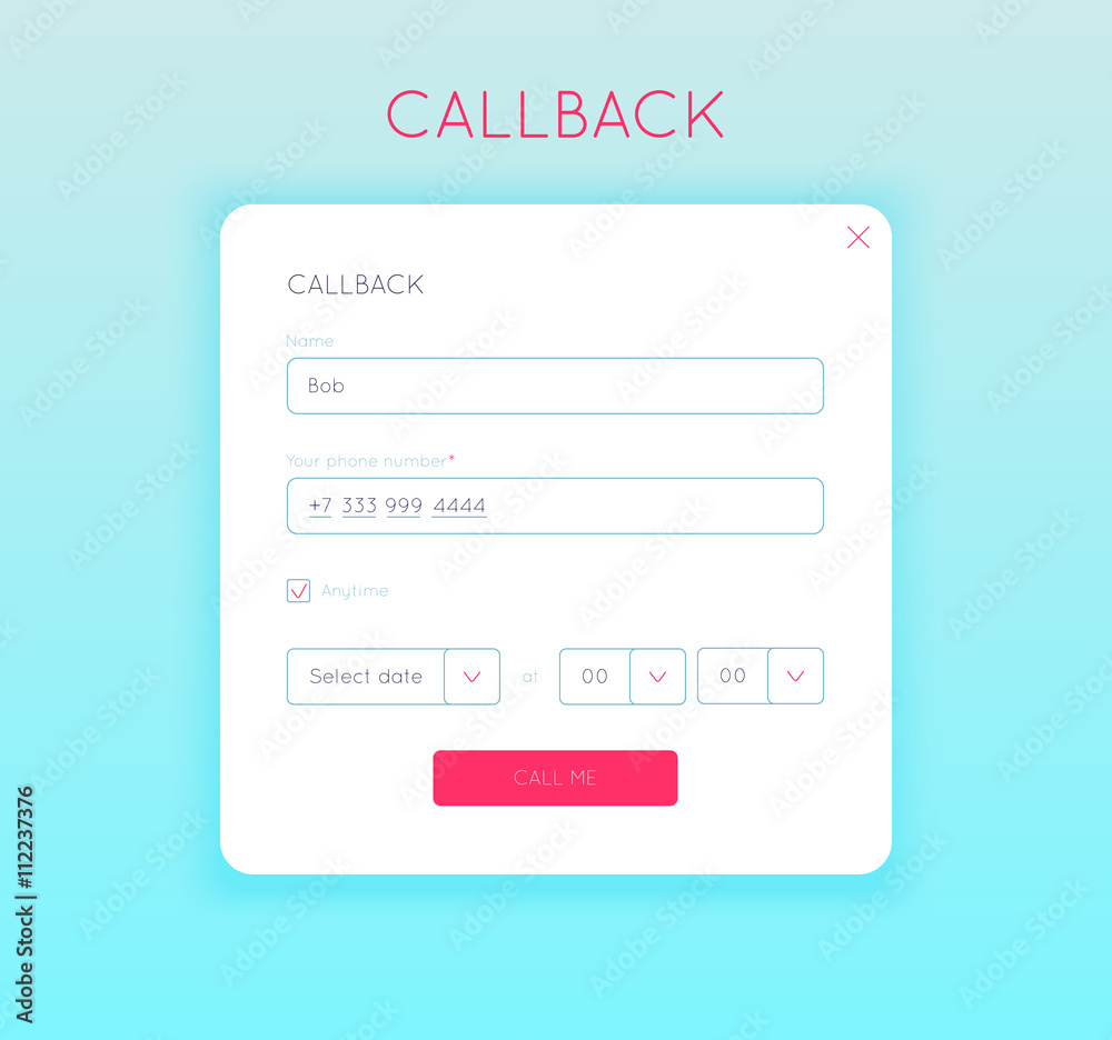 Design elements for the development of the site: callback form or request a call Stock Vector ...