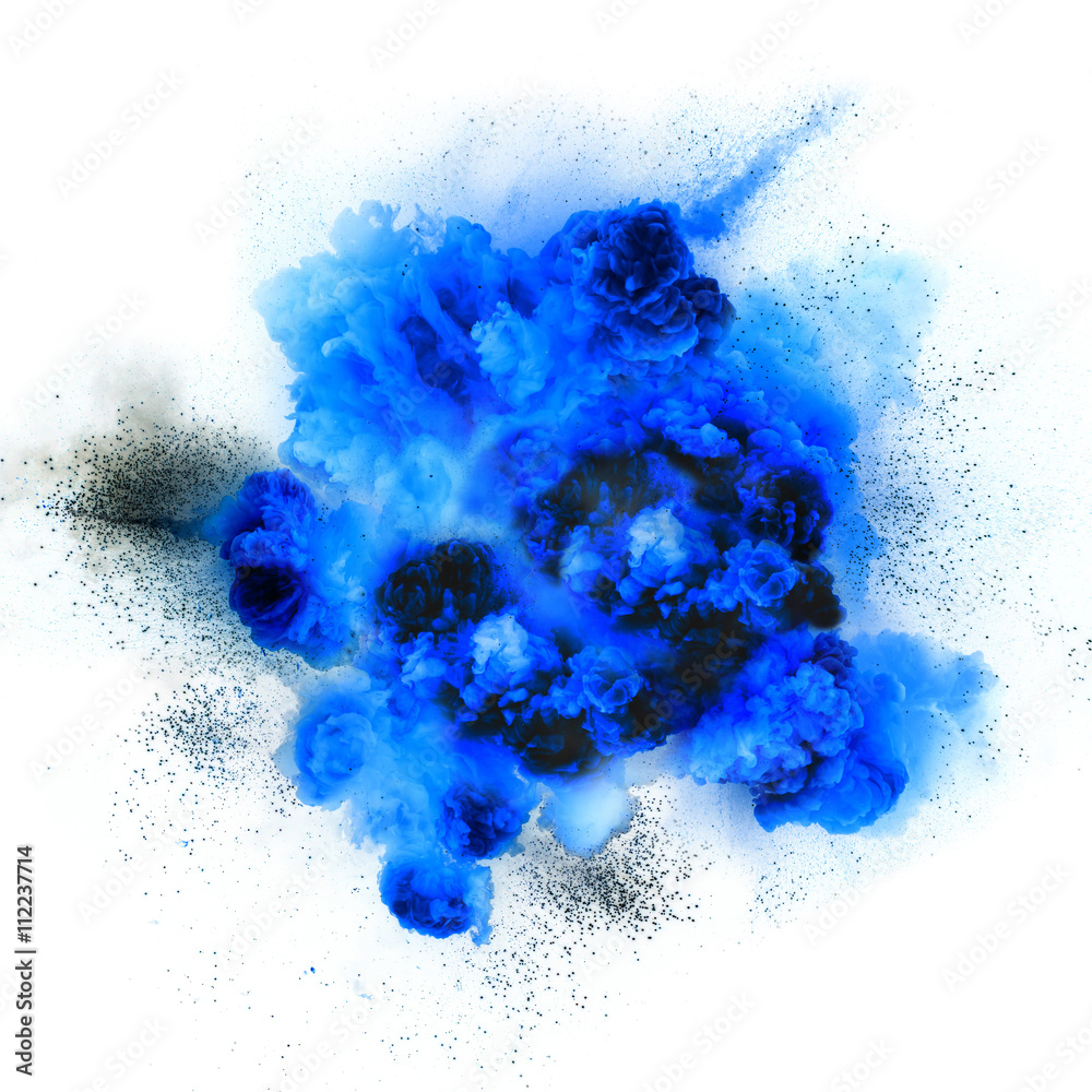 Blue explosion isolated on white background Stock Photo | Adobe Stock