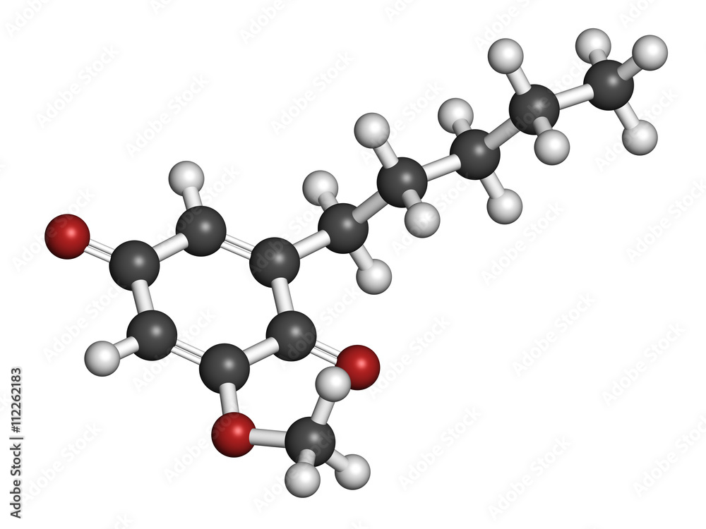 Primin primrose plant allergen molecule. 3D rendering. Stock ...