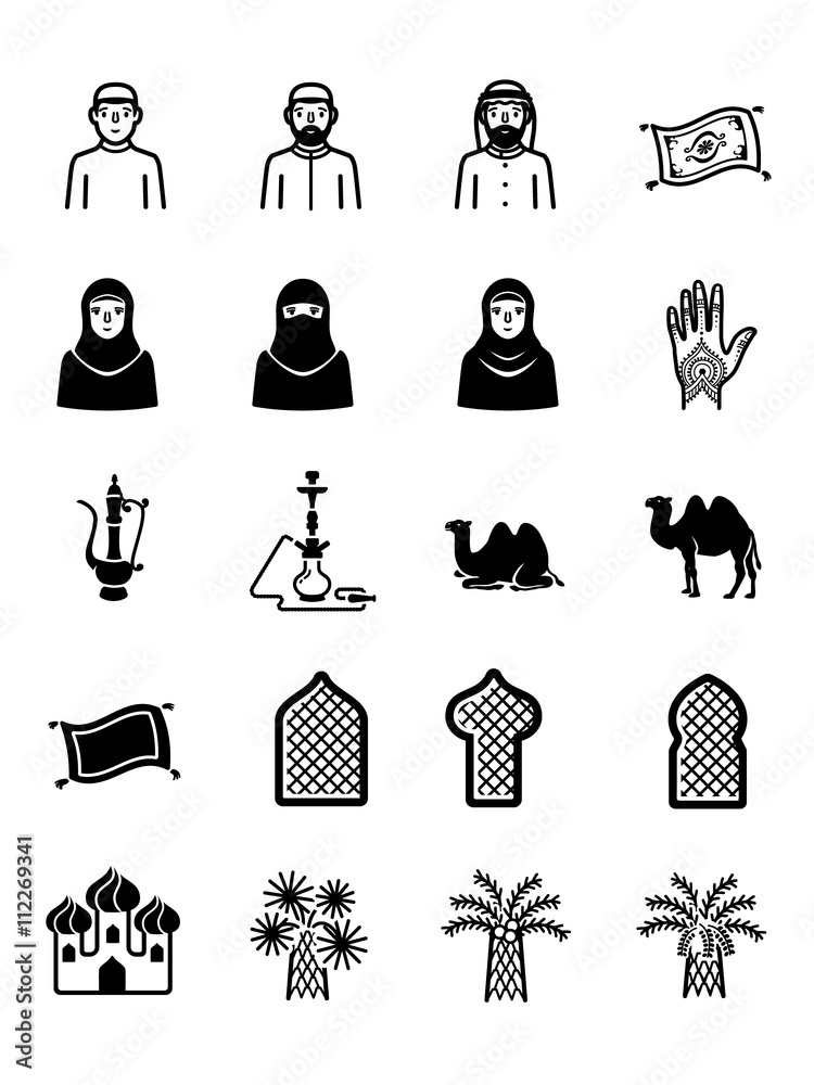 Isram Arab Arabian Vector Icon Set Stock-Vektorgrafik | Adobe Stock