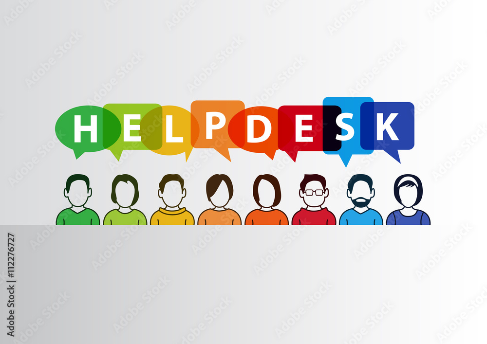 Helpdesk vector illustration of group of call center employees ready to ...