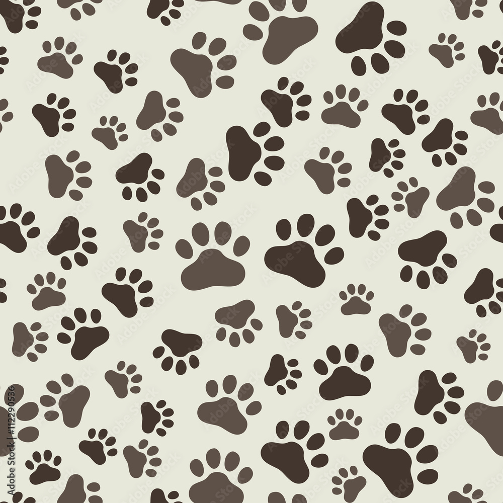 Dog Paw Print Seamless, anilams pattern, vector illustration Stock ...