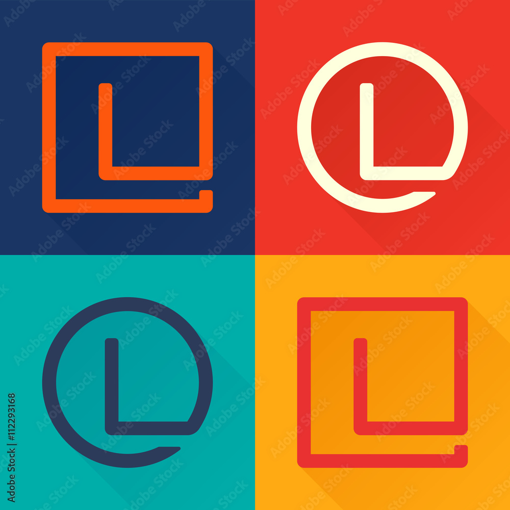 L letter flat logo in circle and square. Stock Vector | Adobe Stock