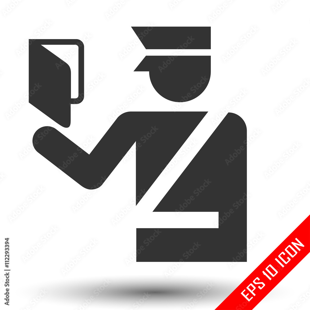 Custom officer icon. Immigration officer logo. Policeman, barrier ...