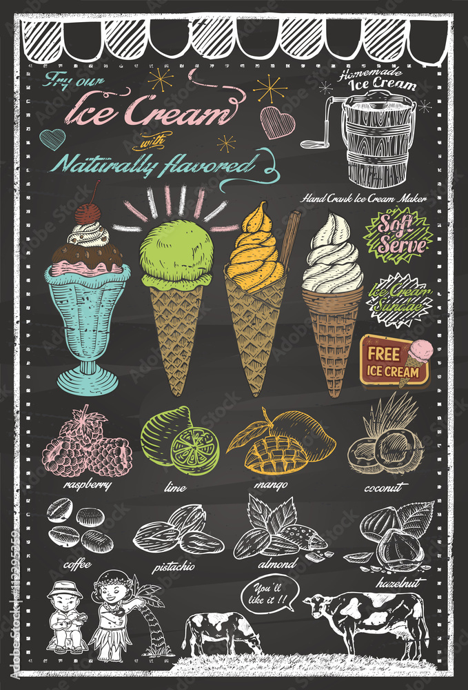 Vintage Hand Drawn Ice Cream Stock Vector | Adobe Stock