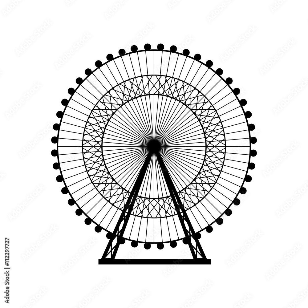 Ferris wheel silhouette, circle. Carnival. Funfair background.Carousel ...