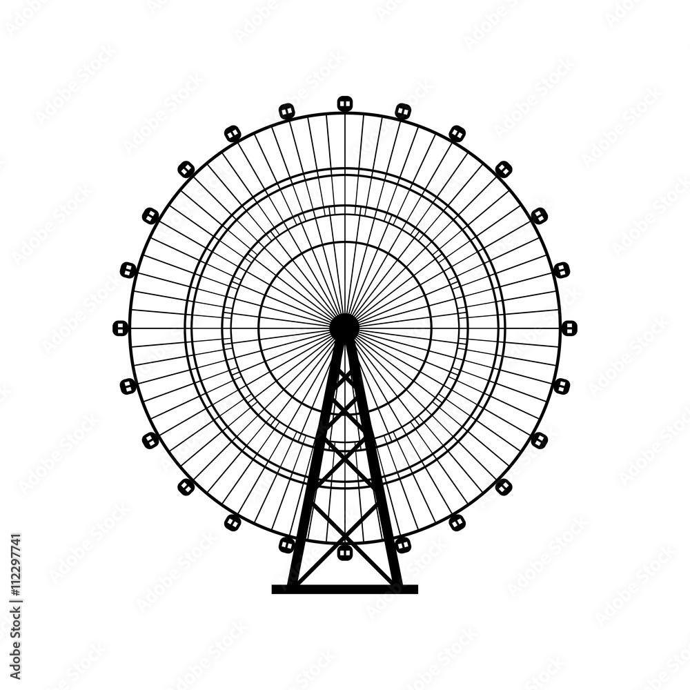 Ferris wheel silhouette, circle. Carnival. Funfair background.Carousel ...