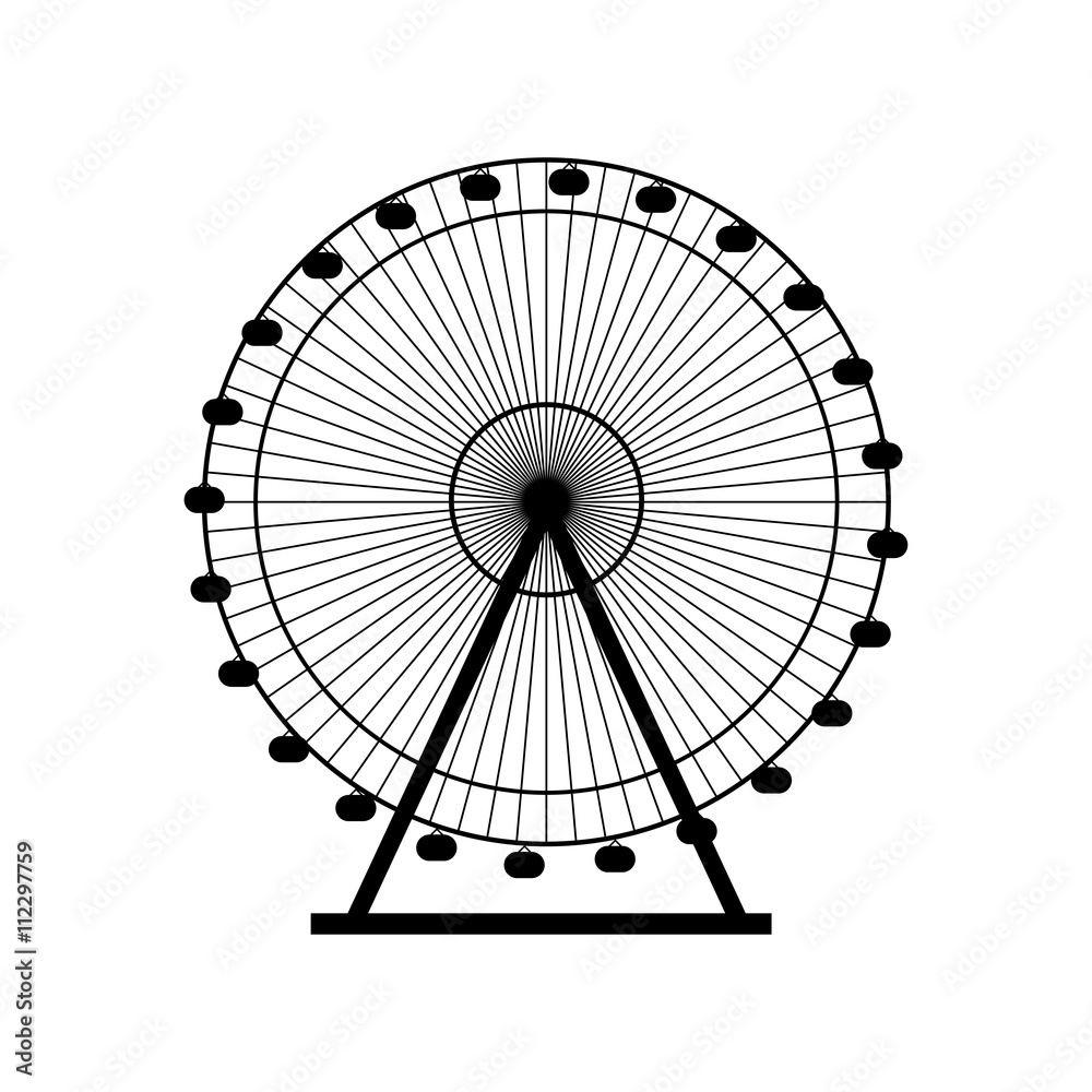 Ferris wheel silhouette, circle. Carnival. Funfair background.Carousel ...