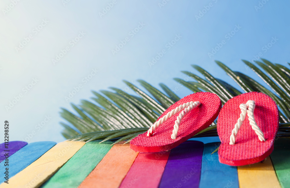 Colorful background summer flip flop Stock Photo | Adobe Stock