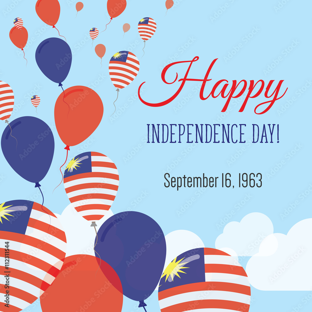 Independence Day Flat Greeting Card. Malaysia Independence Day ...