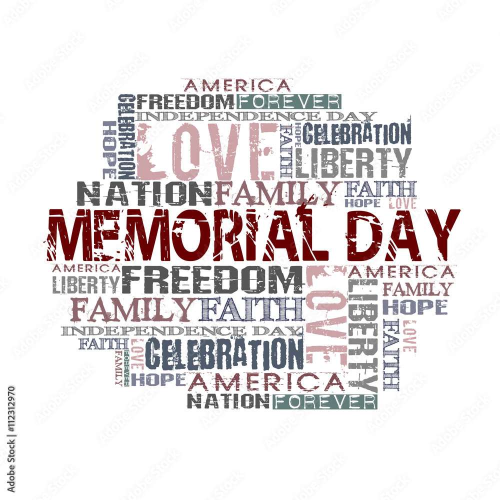 Memorial Day Different Words on white background Stock Illustration ...