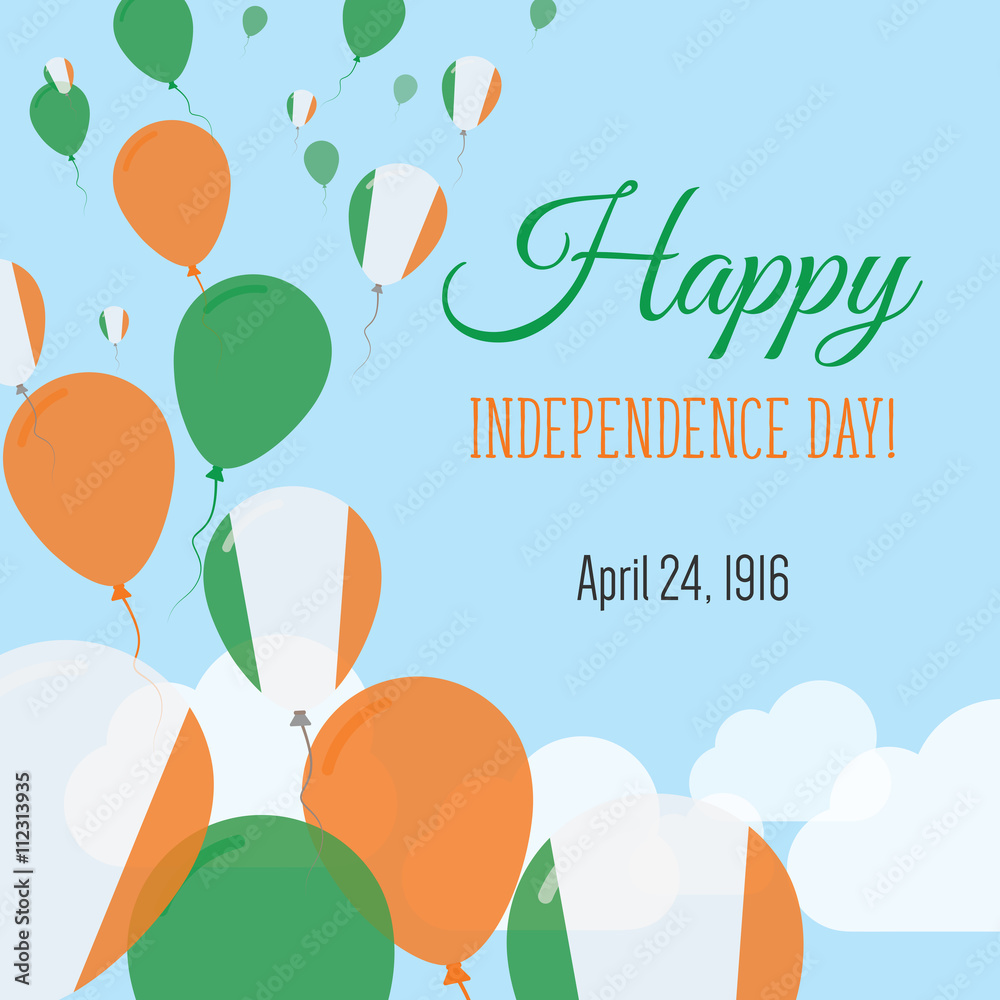 Independence Day Flat Greeting Card. Ireland Independence Day. Irish ...