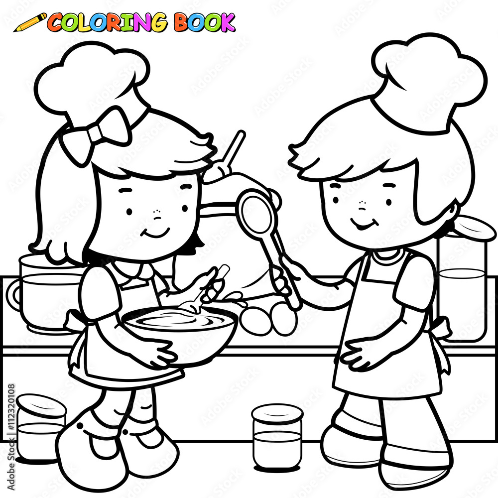 Kids Baking Clip Art Black And White
