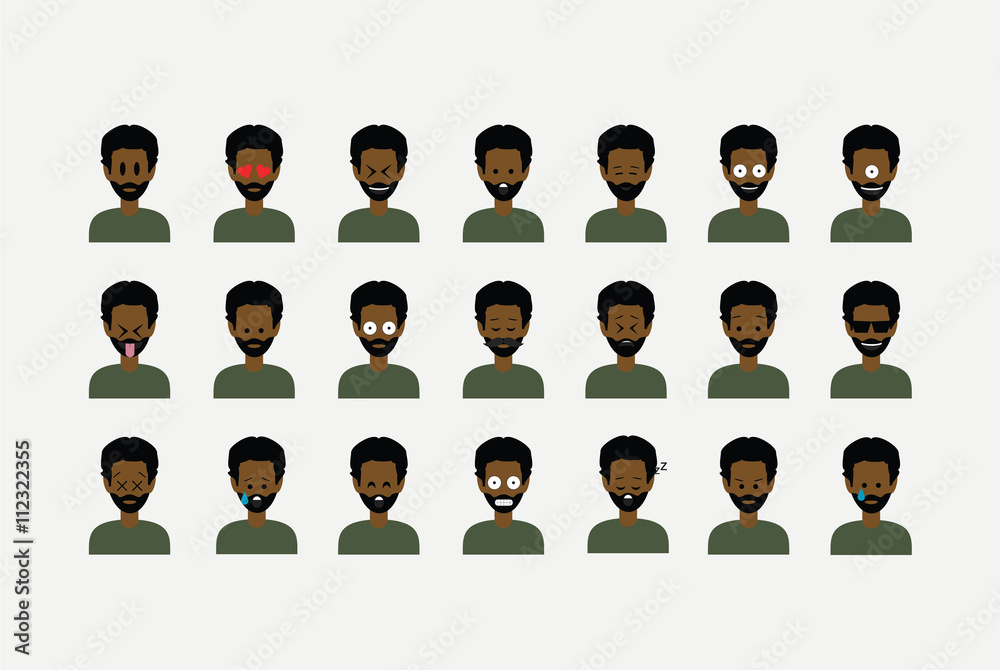 Set of people emoticon vector isolated on white background. Emoji ...