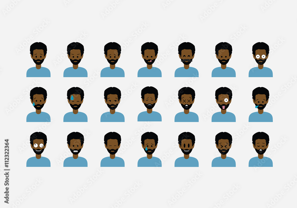 Set of people emoticon vector isolated on white background. Emoji ...