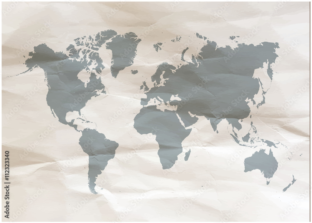 World map on paper. World map on papyrus. Vector illustration. Stock ...