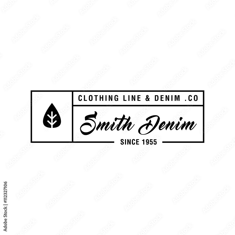 Vintage denim jeans frame logo. Classical Clothing line label. Stock ...