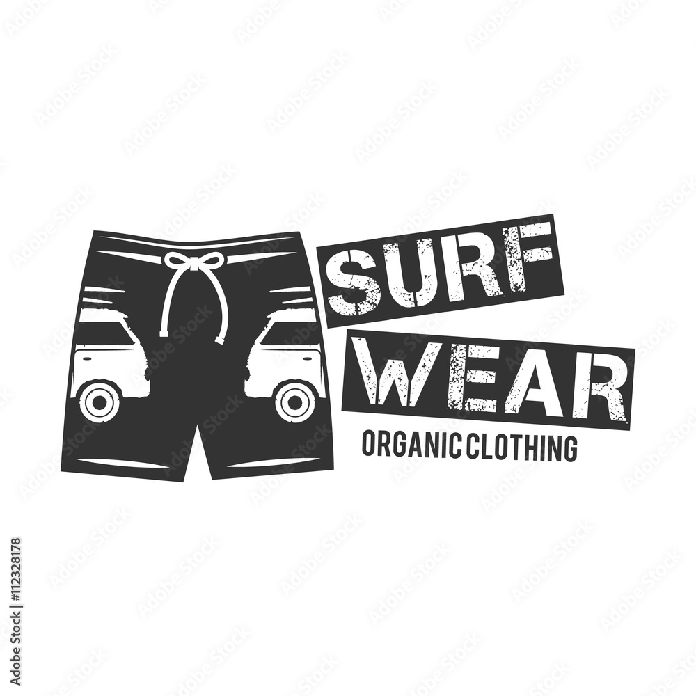 Vintage Surfing Wear stamp design. Surf Clothing shop logo. Graphics ...