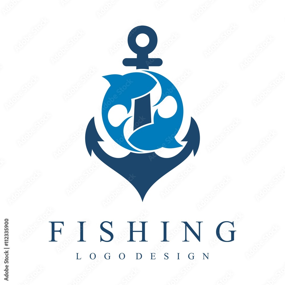 Fish Logo, Anchor Logo, Simple Design Logo Vector Template Stock Vector ...