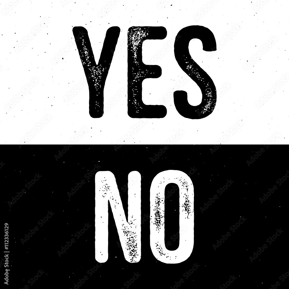 Yes, No - typography card, poster template. Vector vintage letterpress ...