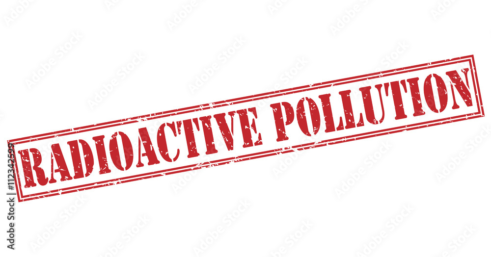 radioactive pollution red stamp on white background Stock Illustration ...
