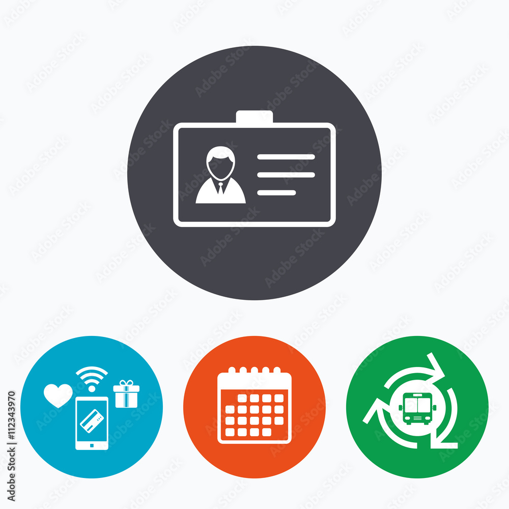 ID card sign icon. Identity card badge symbol. Stock Vector | Adobe Stock