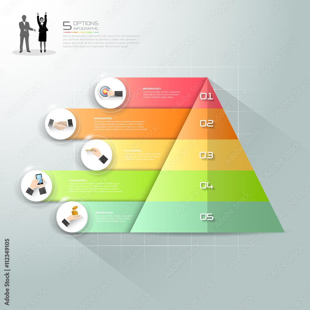 Design triangle infographic template 5 steps, can be used for workflow ...