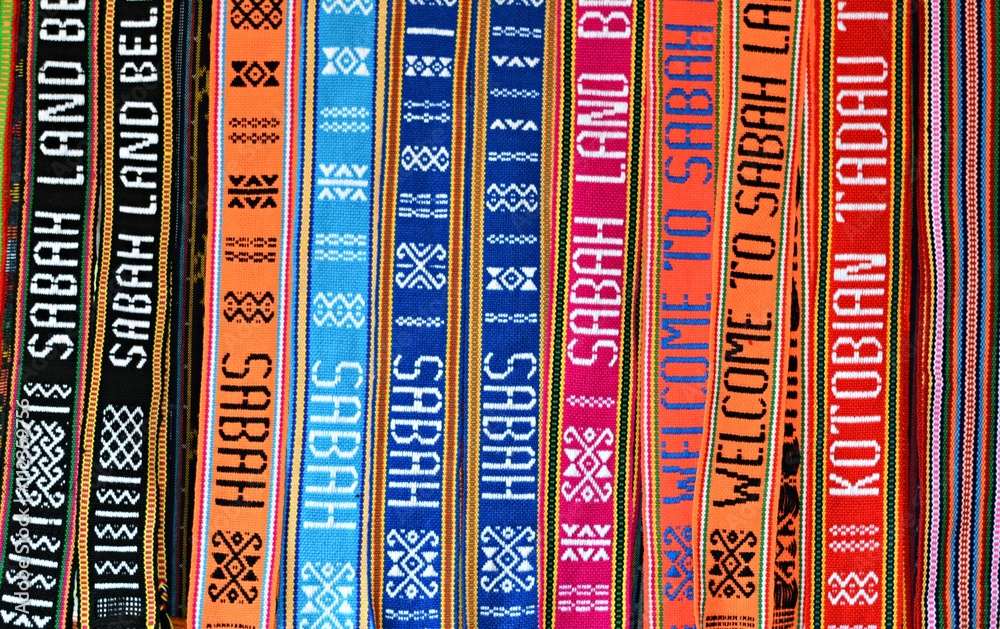 Colorful Sabahan weaving crafts works. For background Stock Photo ...