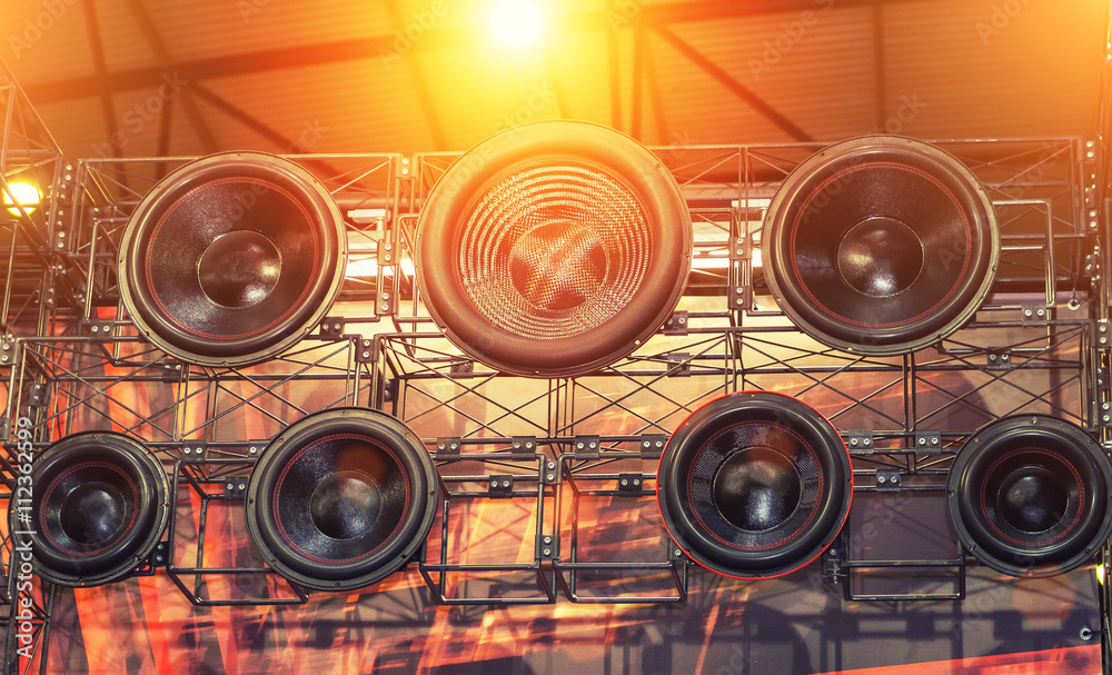 Hi fi audio stereo system sound speakers background Stock Photo | Adobe ...