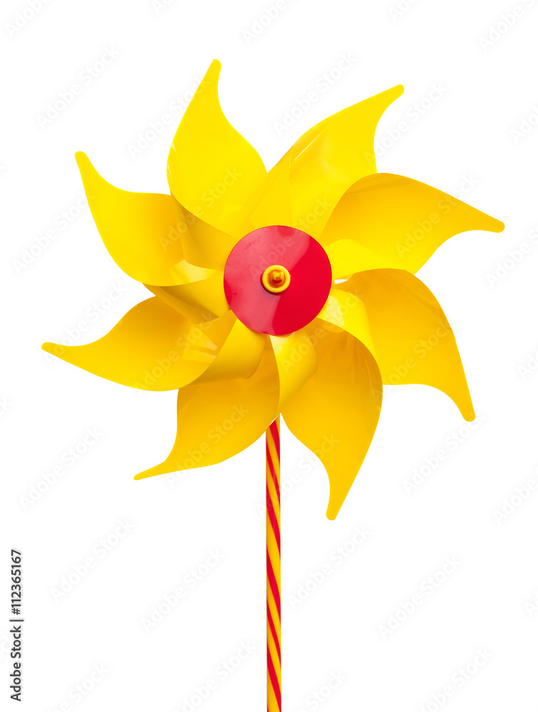 Yellow pinwheel isolated on white background Stock Photo | Adobe Stock