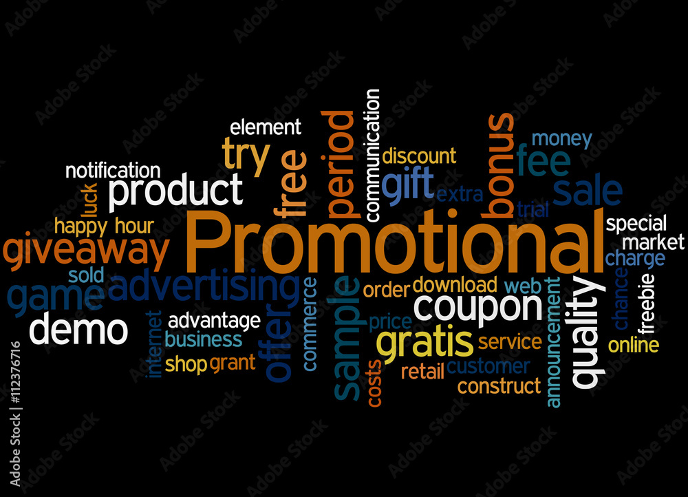 Promotional, word cloud concept 2 Stock Illustration | Adobe Stock