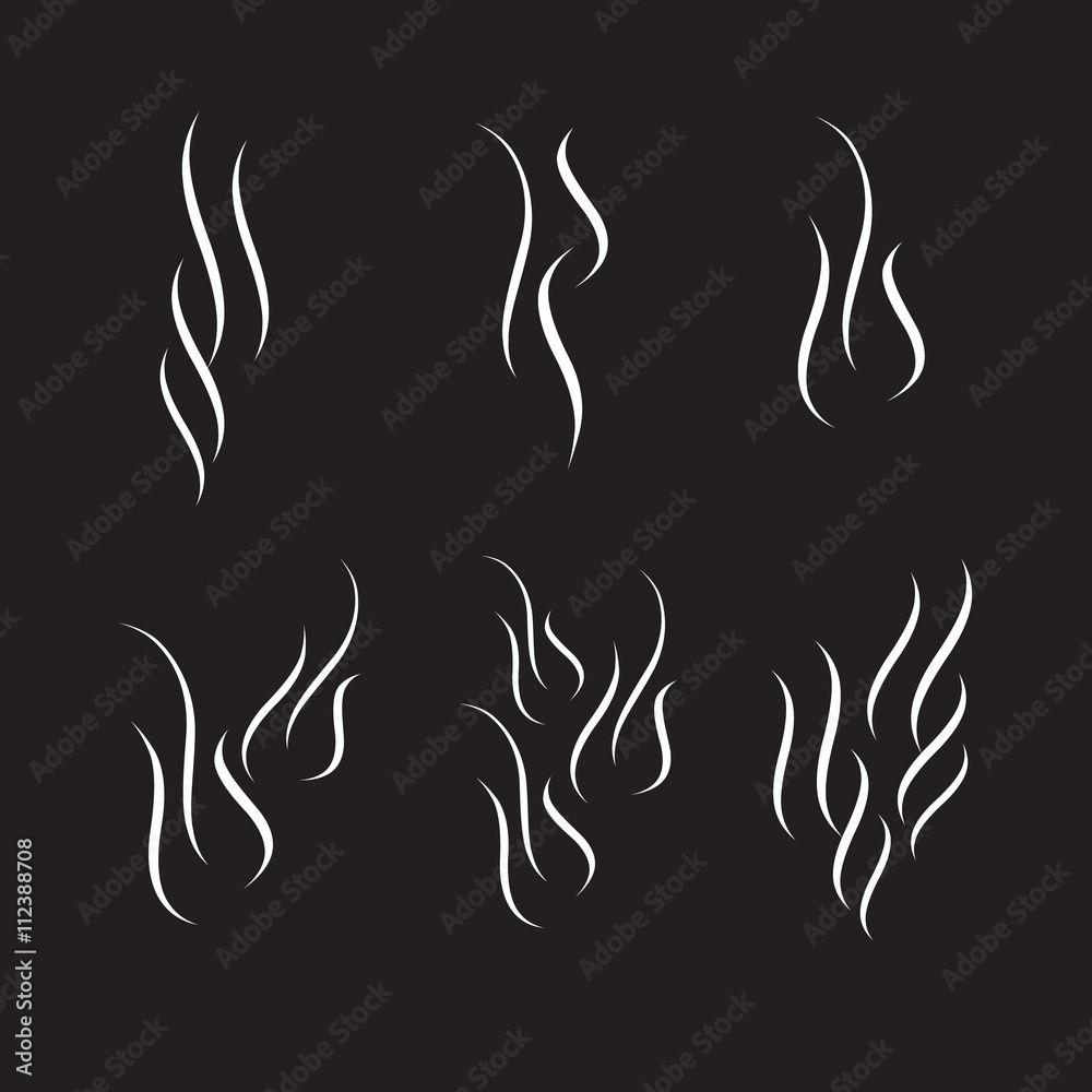 White smoke lines on black background. Smoke flow effect, motion smoke ...