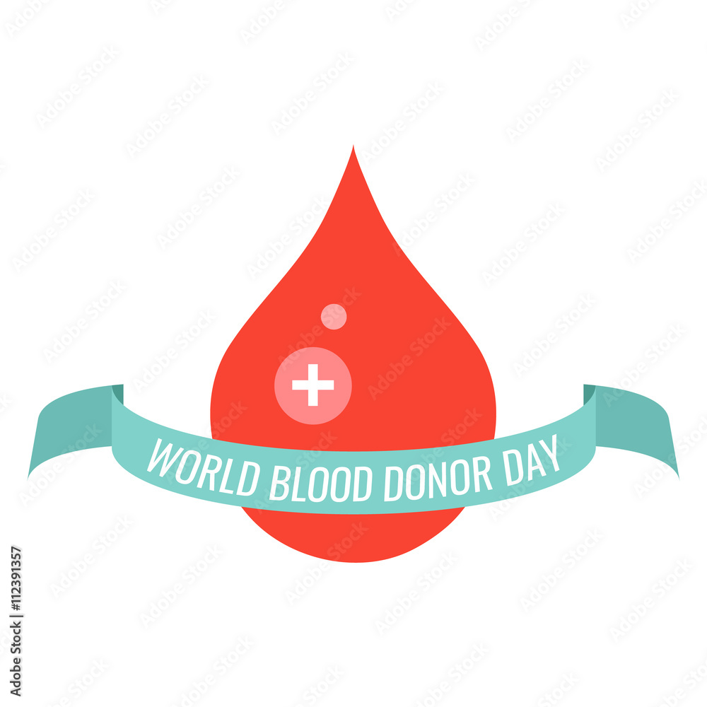 World Blood Donor Day. Vector illustration of a drop of blood with a ...